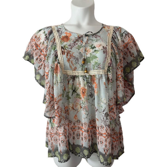 Unity World Wear | Tops | Unity World Floral Sheer Lightweight Flutter ...